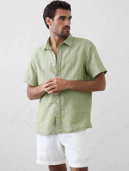Standard-Fit Linen-Blend Shirt | Banana Republic Factory